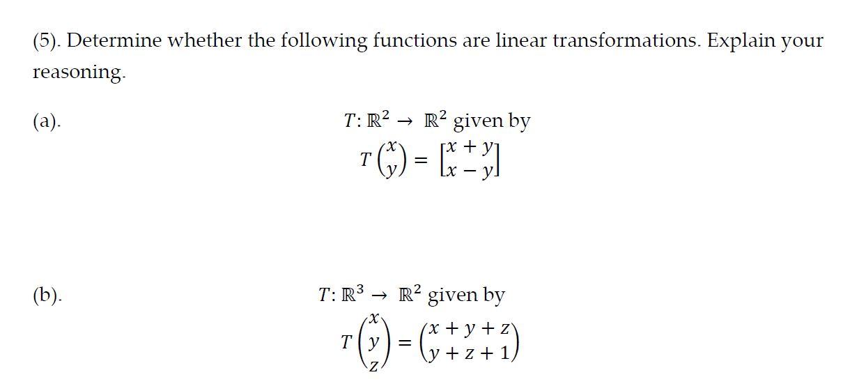 Solved (5). Determine whether the following functions are | Chegg.com
