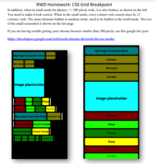 RWD Homework: CSS Grid Breakpoint Your task is to | Chegg.com