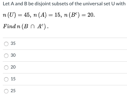Solved Let A and B be disjoint subsets of the universal set | Chegg.com