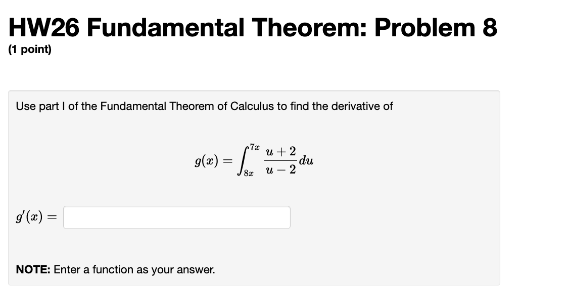 HW26 Fundamental Theorem: Problem 8 (1 point) Use | Chegg.com