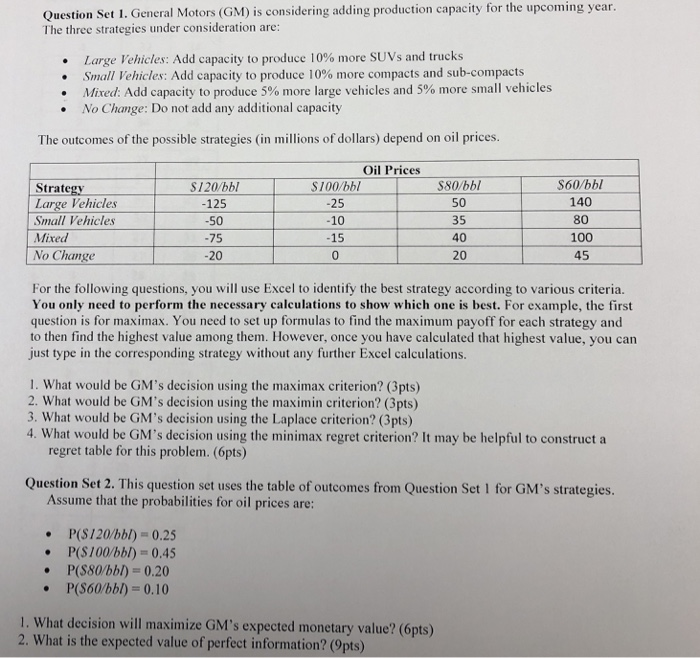 Solved Question Set 1. General Motors (GM) is considering | Chegg.com