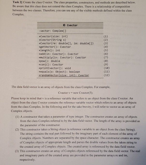 Task 2) Create the class Cvector. The class | Chegg.com