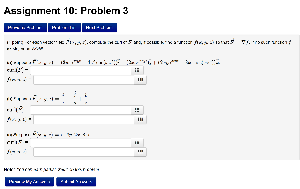 Solved Assignment 10: Problem 3 Previous Problem Problem | Chegg.com