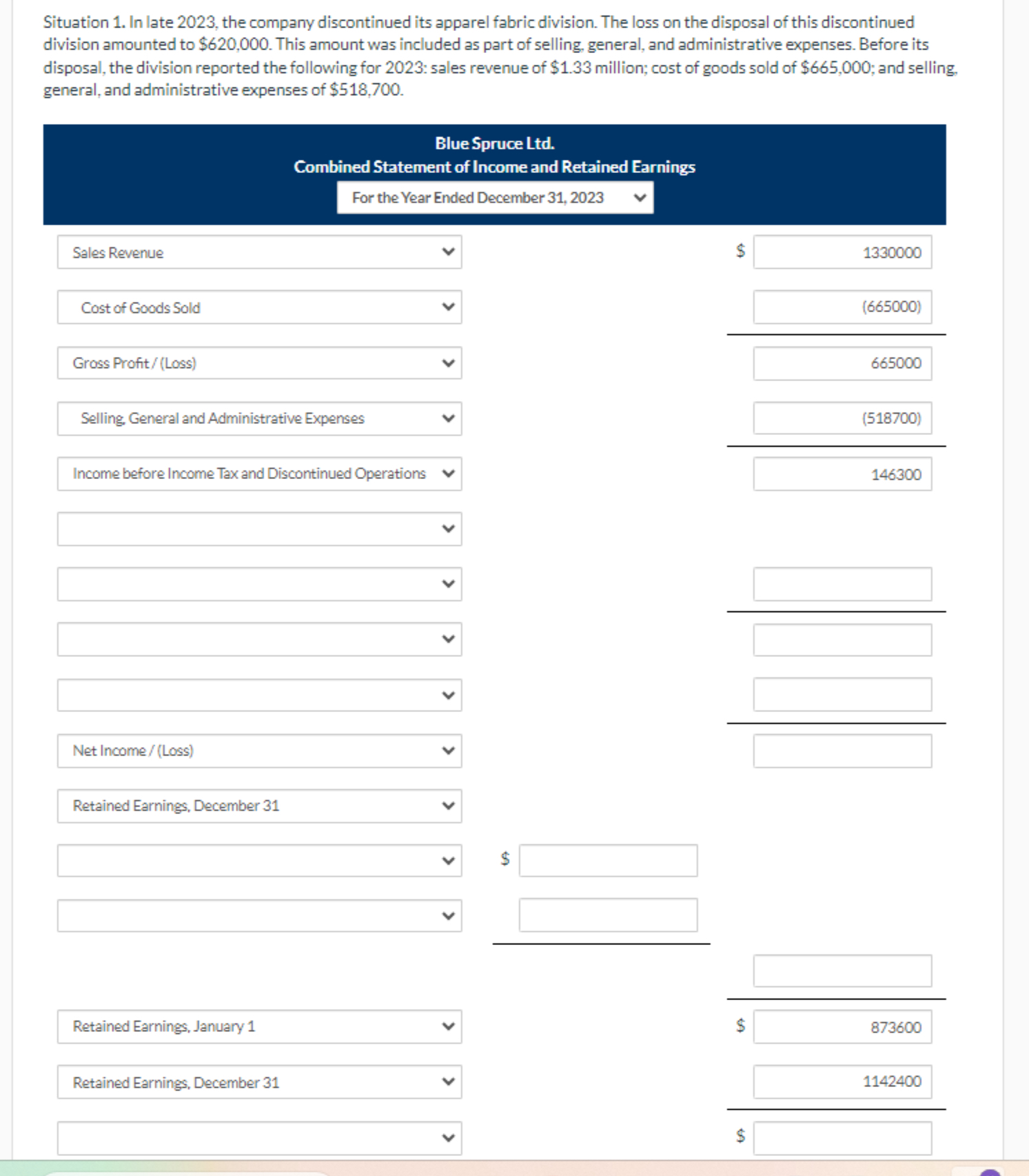 Solved a combined statement of income and retained earnings | Chegg.com