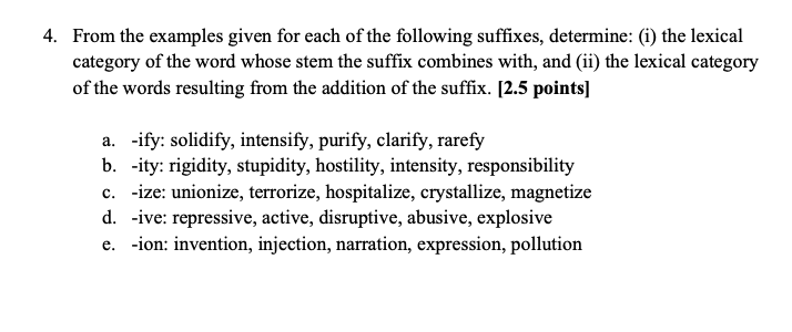 Solved 4. From the examples given for each of the following | Chegg.com