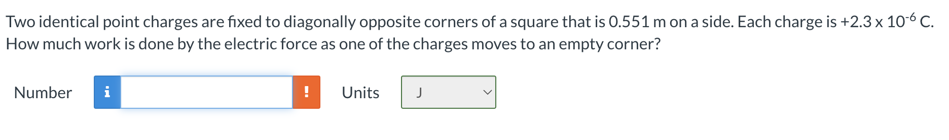Solved Two identical point charges are fixed to diagonally | Chegg.com