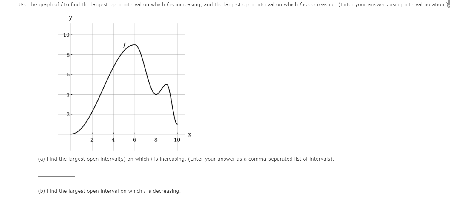 Solved Use the graph off to find the largest open interval | Chegg.com
