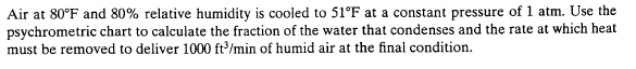 Solved Air at 80°F and 80% relative humidity is cooled to | Chegg.com
