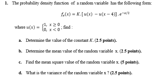 Solved The probability density function of ﻿a random | Chegg.com