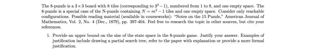 The 8-puzzle is a 3 x 3 board with 8 tiles | Chegg.com