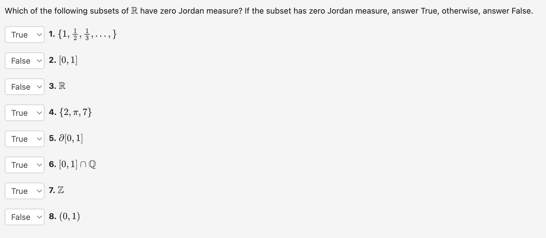 Solved Which of the following subsets of R ﻿have zero Jordan | Chegg.com
