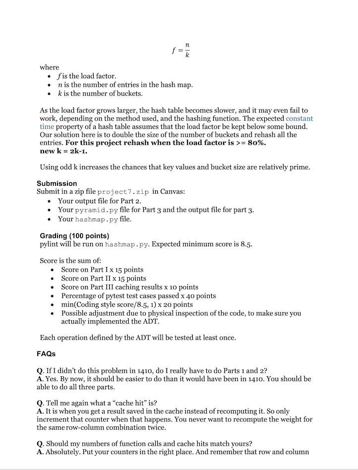 Solved Project 6: Hashing and Caching Problem Expected | Chegg.com