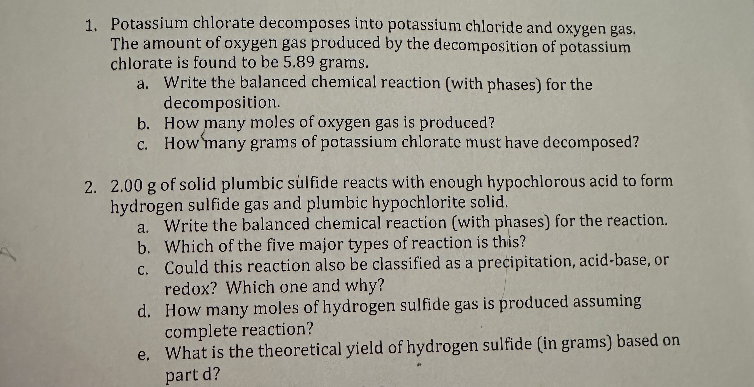 Solved Potassium chlorate decomposes into potassium chloride | Chegg.com