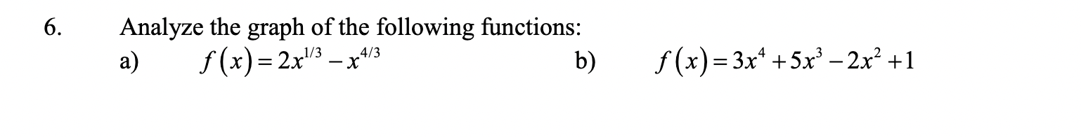 Solved Analyze the graph of the following functions: a) | Chegg.com
