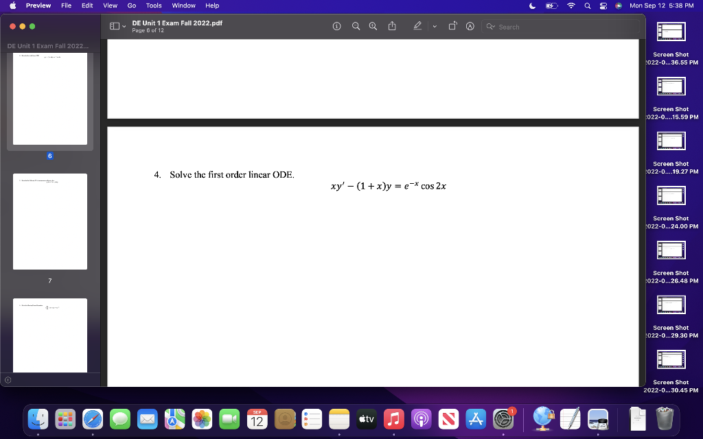 Solved 4. Solve the first order lincar ODE. | Chegg.com