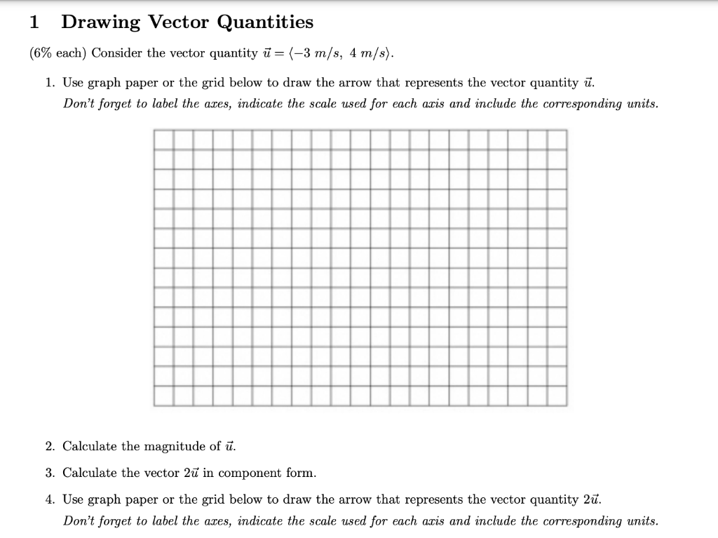 Solved 1 Drawing Vector Quantities (6\% each) Consider the | Chegg.com