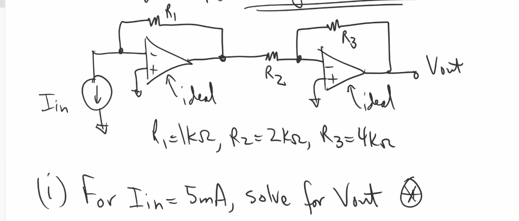 Solved R Rz me Rz Vout Iin ideal Tideal Ralke, R2 = 2k2, | Chegg.com