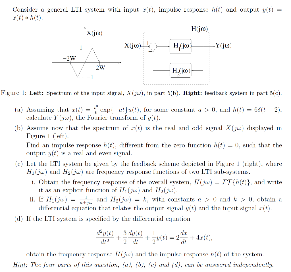 Solved Consider a general LTI system with input x(t), | Chegg.com