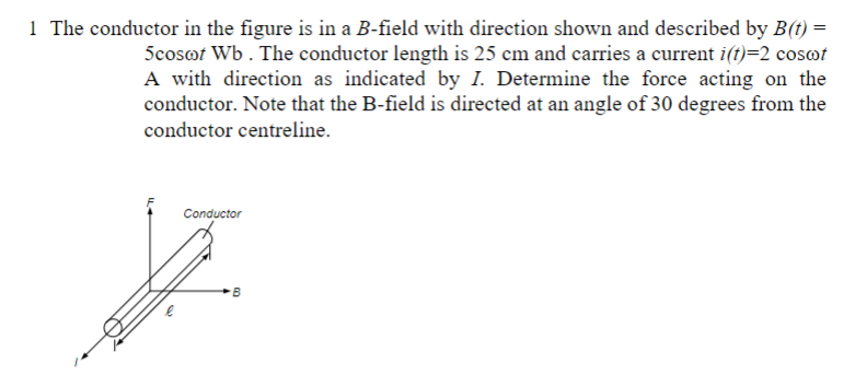 Solved 1 ﻿The conductor in the figure is in a B-field with | Chegg.com