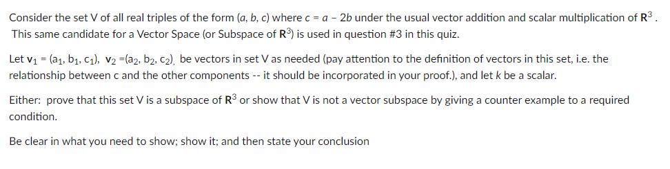 Solved Consider the set of all real triples of the form (a, | Chegg.com