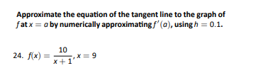 Solved Approximate the equation of the tangent line to the | Chegg.com