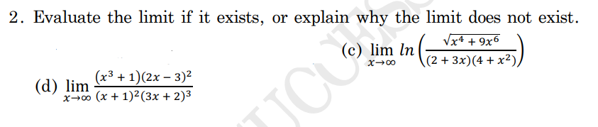 Solved Evaluate the limits: DO NOT USE l'Hopitals's | Chegg.com