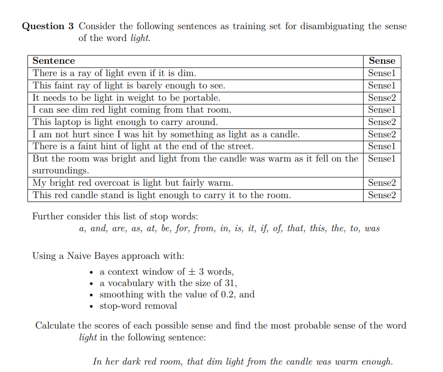 Solved Question 3 Consider the following sentences as | Chegg.com