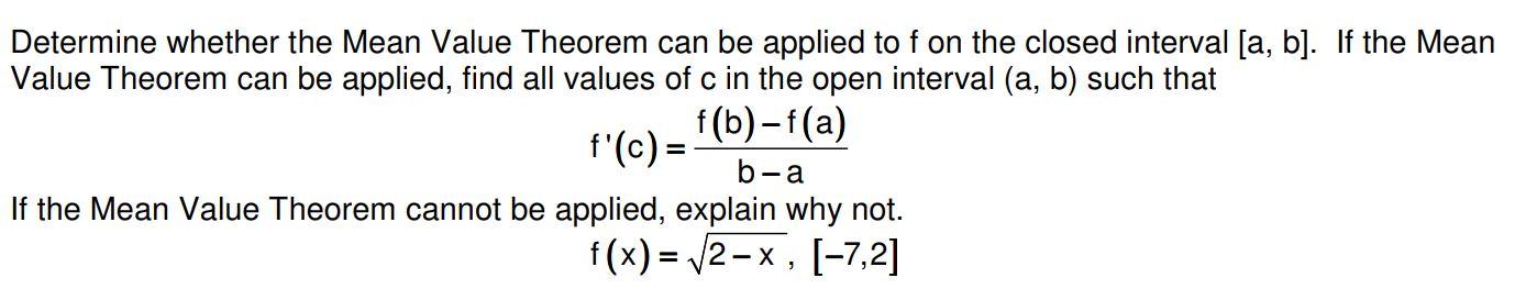 Solved Determine whether the Mean Value Theorem can be | Chegg.com