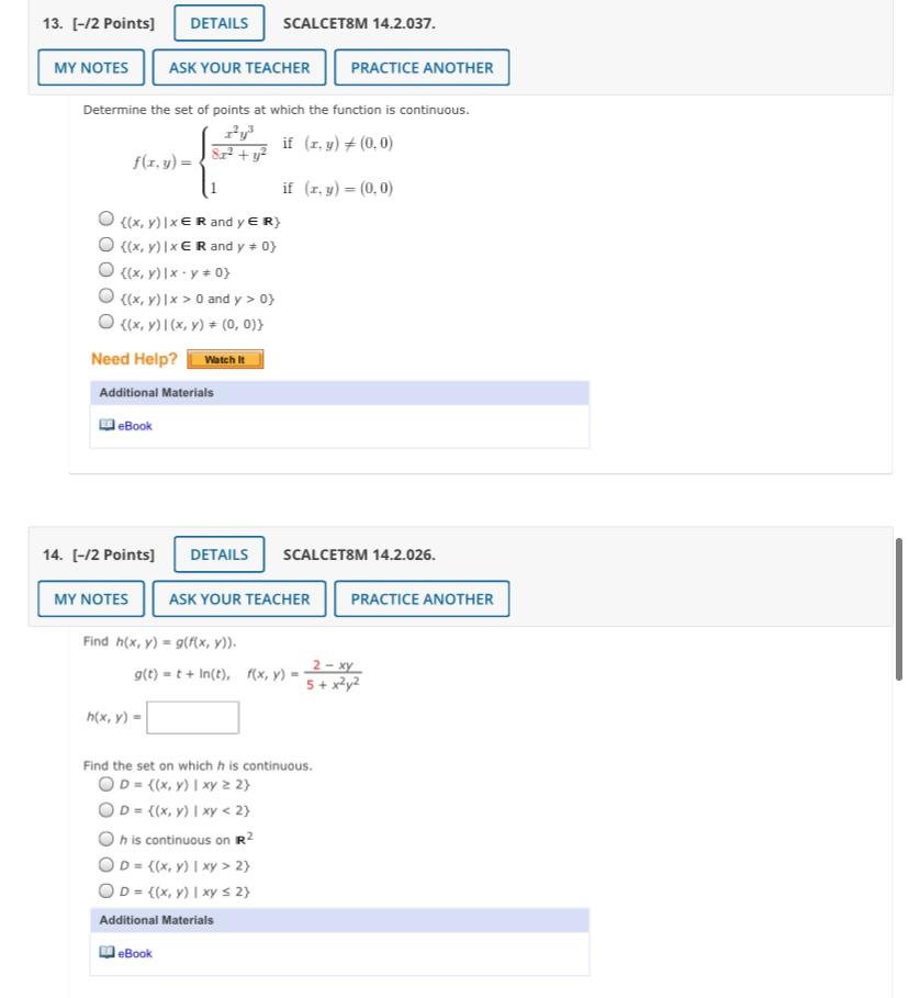 Solved 13. [-12 Points] DETAILS SCALCET8M 14.2.037. MY NOTES | Chegg.com