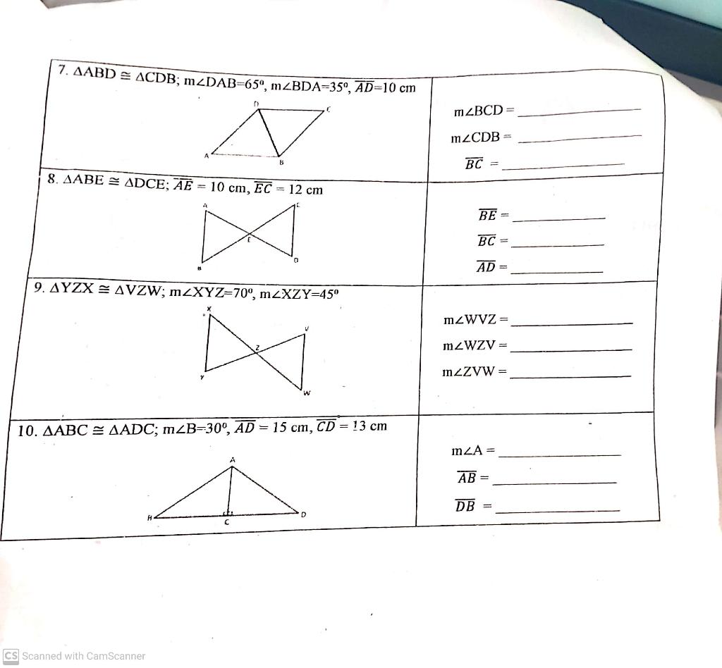 Solved 7. AABD = ACDB; m_DAB=659, m_BDA=359, AD=10 cm m2BCD= | Chegg.com