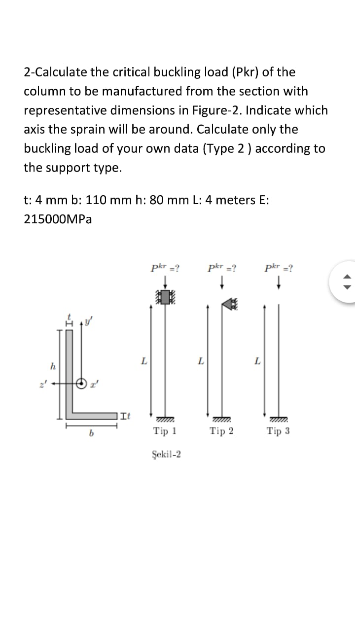 Solved 2-Calculate the critical buckling load (Pkr) of the | Chegg.com