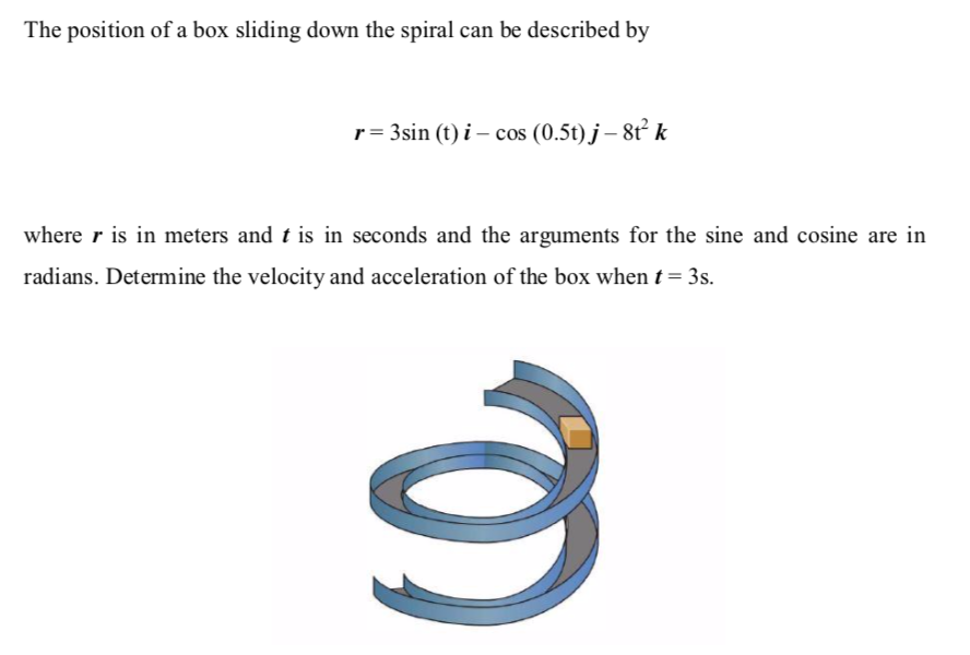 Solved The position of a box sliding down the spiral can be | Chegg.com