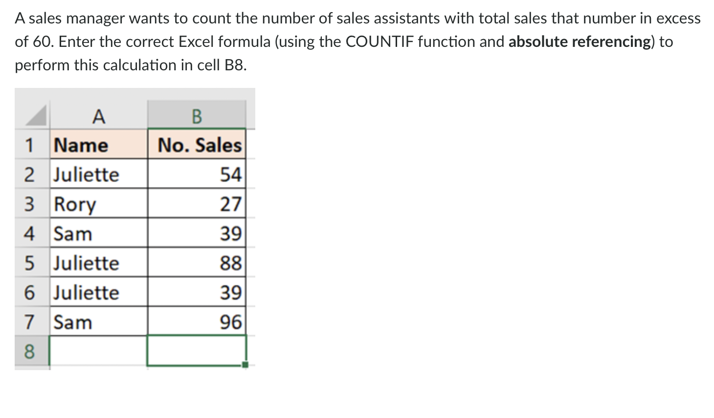 Solved A sales manager wants to count the number of sales | Chegg.com