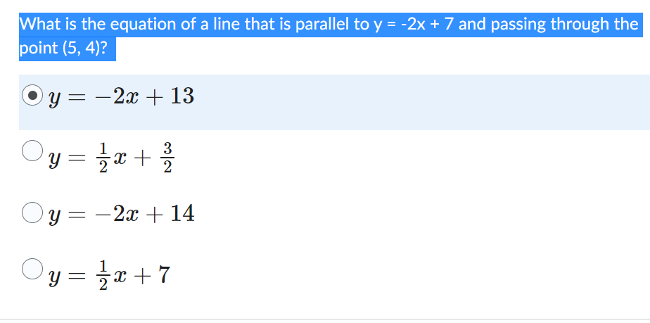 Solved What is the equation of a line that is parallel to | Chegg.com