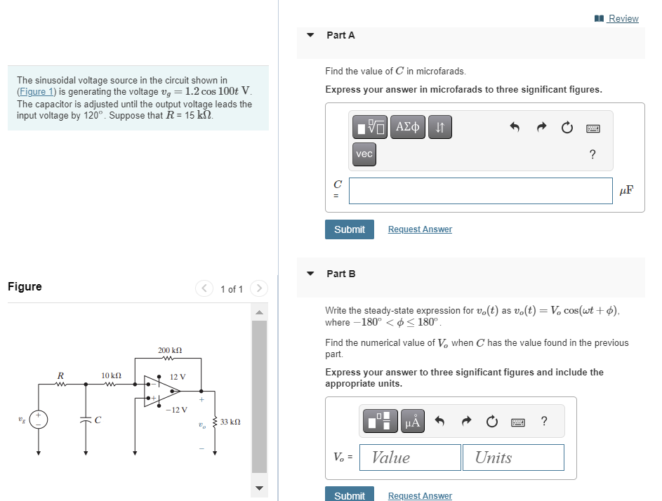 Solved The sinusoidal voltage source in the circuit shown in | Chegg.com