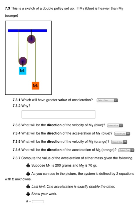 Solved This is a sketch of a double pulley set up. If M1 | Chegg.com