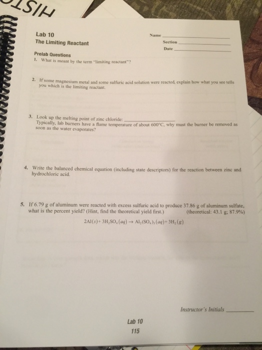 Solved Lab 9 Empirical Formulas Name Section Date Postlab | Chegg.com