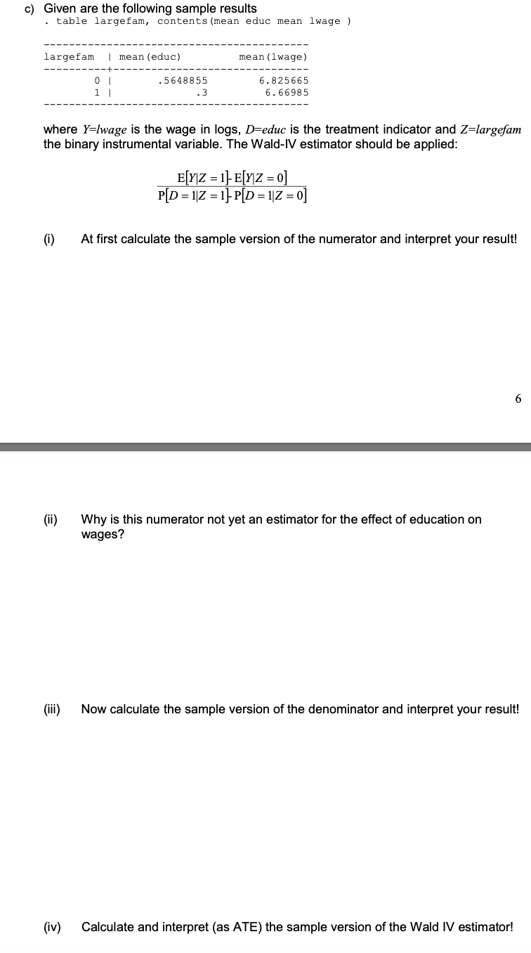 c) Given are the following sample results - table | Chegg.com