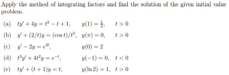 Solved Apply the method of integrating factors and find the | Chegg.com