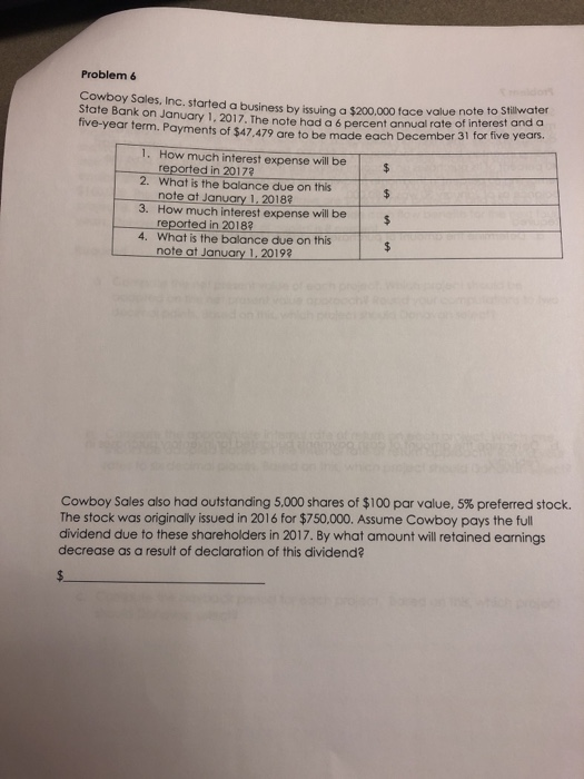 Solved Problem 6 Cowboy Sales, Inc. started a business by | Chegg.com