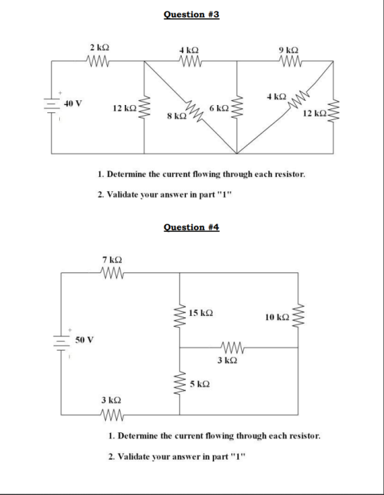 Solved Determine The Current Flowing Through Each Resistor