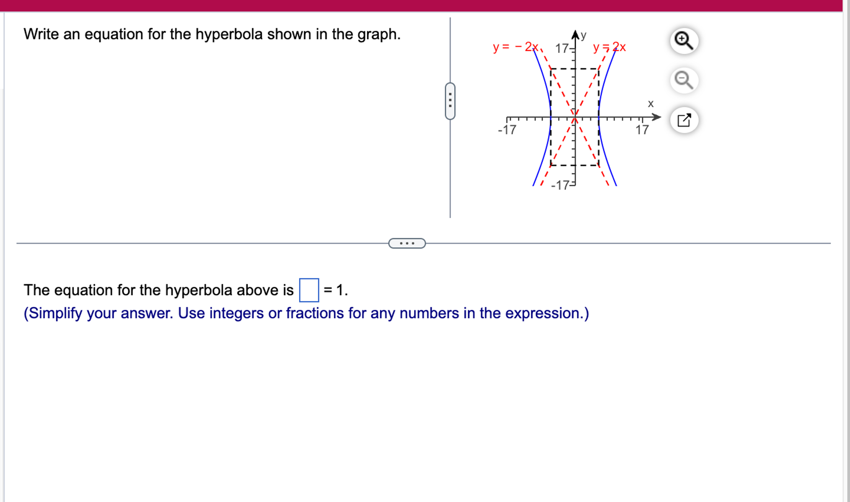 Solved Write an equation for the hyperbola shown in the | Chegg.com