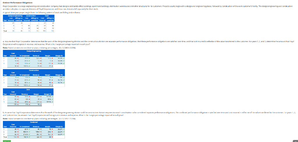 Distinct Performance Obligations Floyd Corporation | Chegg.com