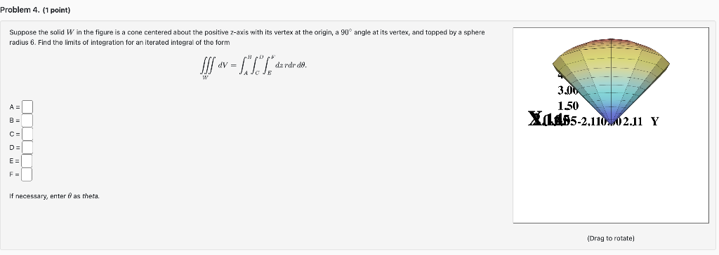 Solved Suppose the solid W in the figure is a cone centered | Chegg.com