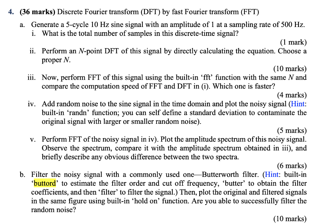 4. (36 marks) Discrete Fourier transform (DFT) by | Chegg.com