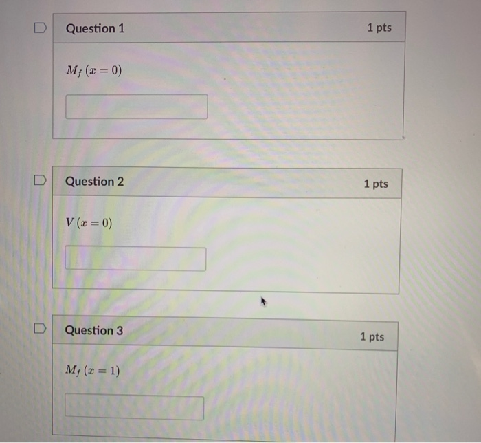 Solved 9 kN/m 6 kN m 3 m D Question 1 1 pts M (x0) Question | Chegg.com