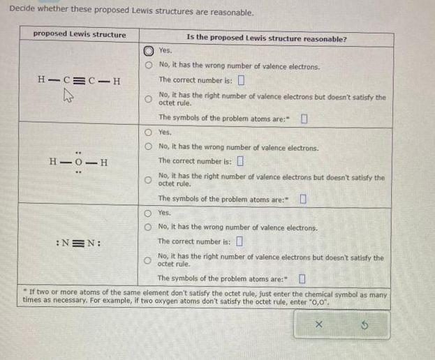 Solved Decide whether these proposed Lewis structures are | Chegg.com