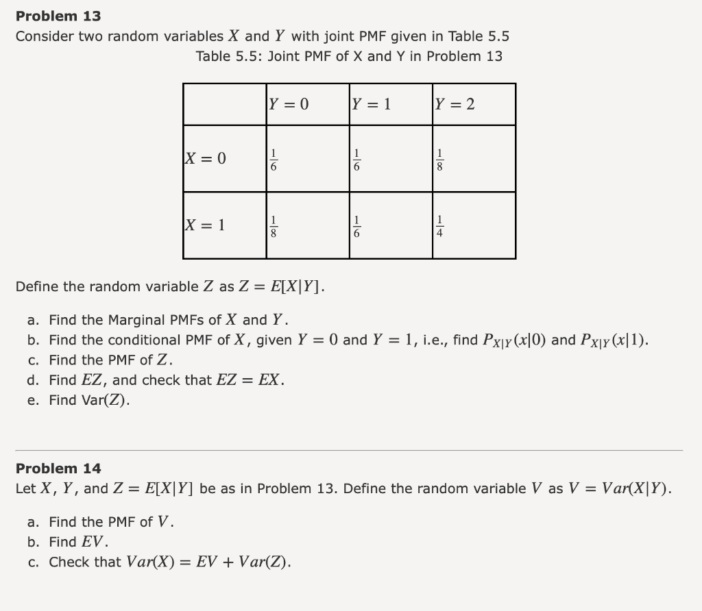 Solved Problem 13 Consider two random variables X and Y with | Chegg.com
