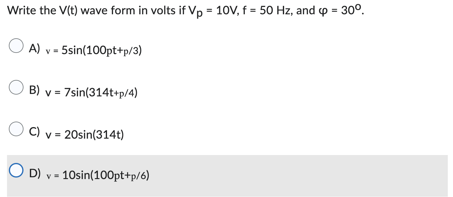 Solved Write the \\( V(t) \\) wave form in volts if \\( | Chegg.com