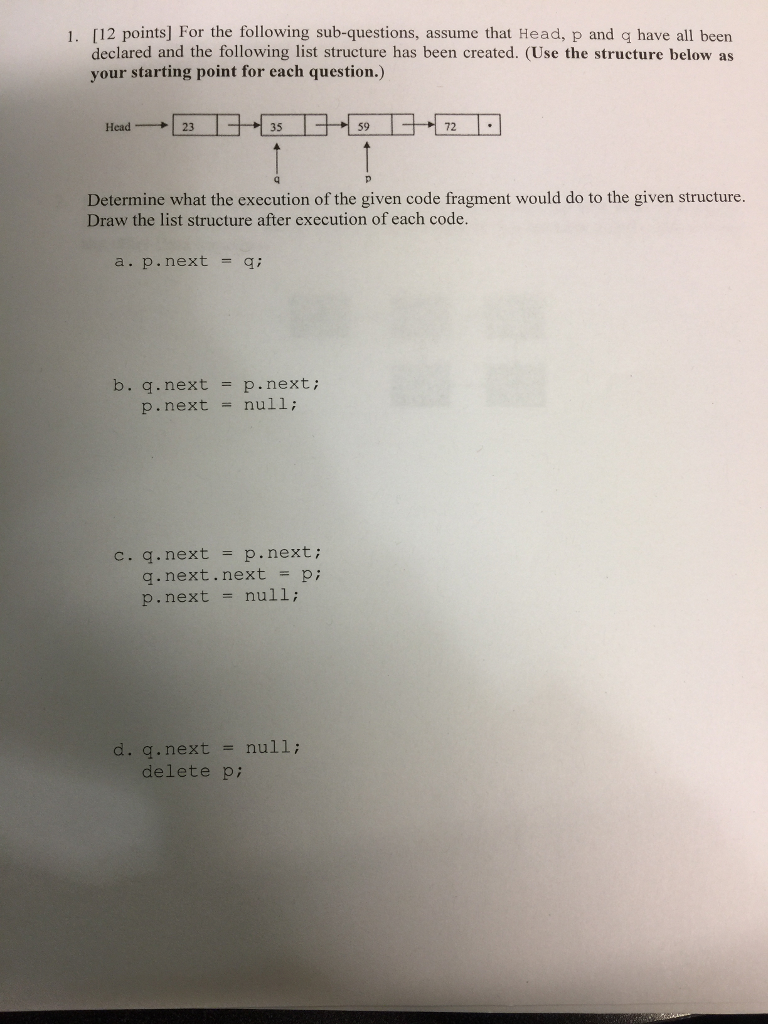 Solved 1. [12 points] For the following sub-questions, | Chegg.com